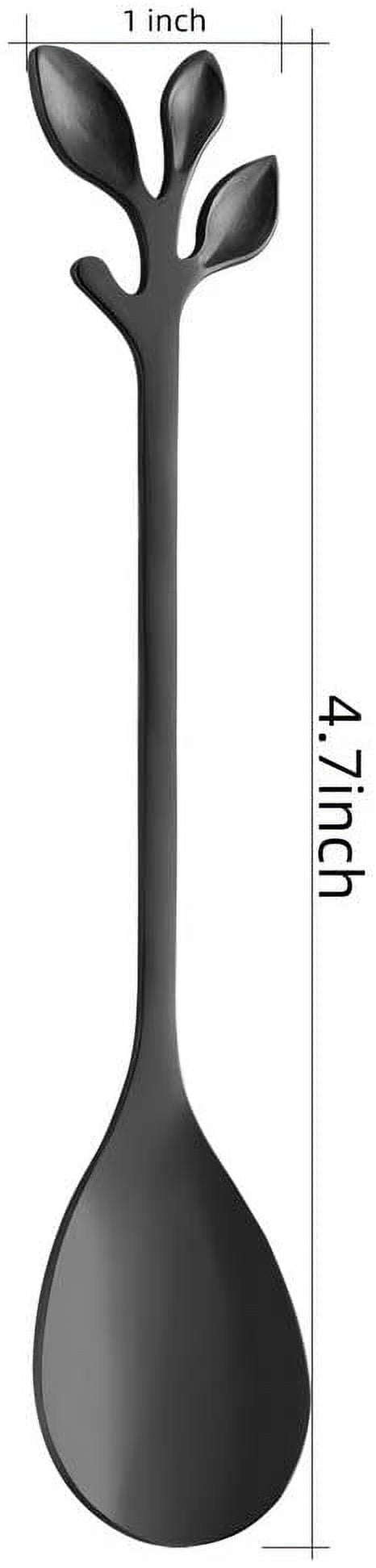 TYHREF-8-Pack Elegant Black Leaf 4.7" Espresso Spoons - Stainless Steel ...