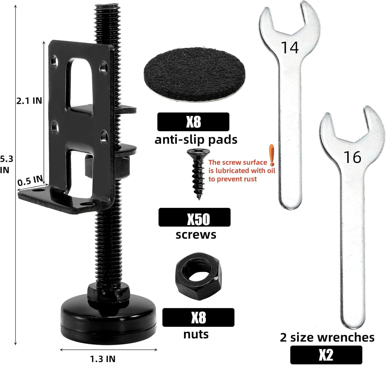 TYHREF-8 Pack Heavy Duty Adjustable Leveling Feet, Furniture Levelers ...
