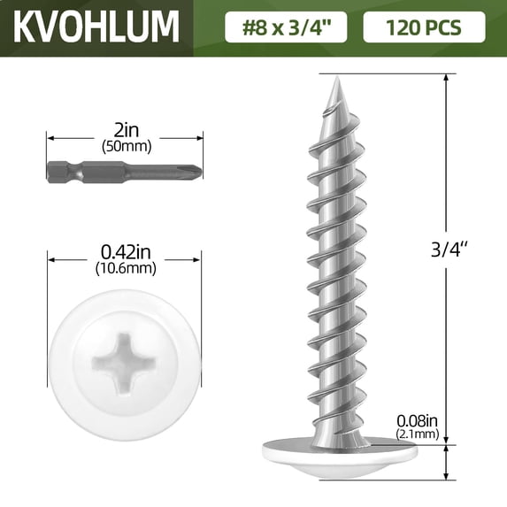 TYHREF-#8 x 3/4" (120 PCS) Modified Truss Head Wood Screws, Phillips ...