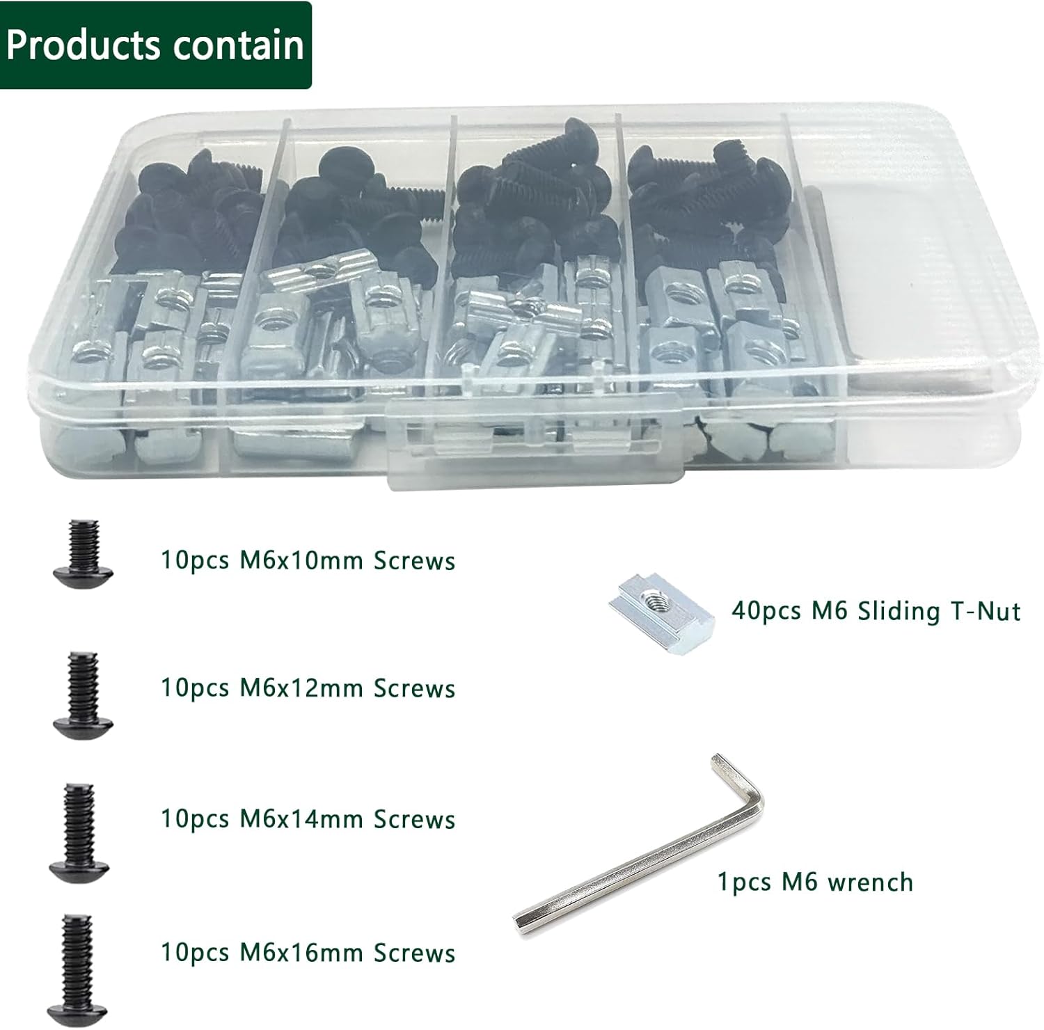 TYHREF-80 pcs M6 T Nut Screws Kit for 1010 1020 Aluminum Extrusion, 40 ...