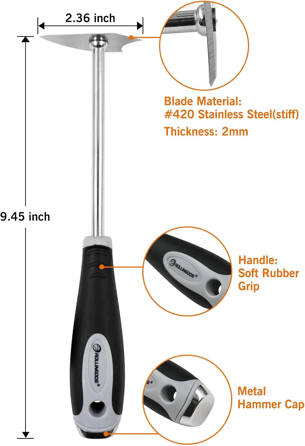 TYHREF-9.45 Inch Combination Stainless Steel Shave Hook with Rubber ...