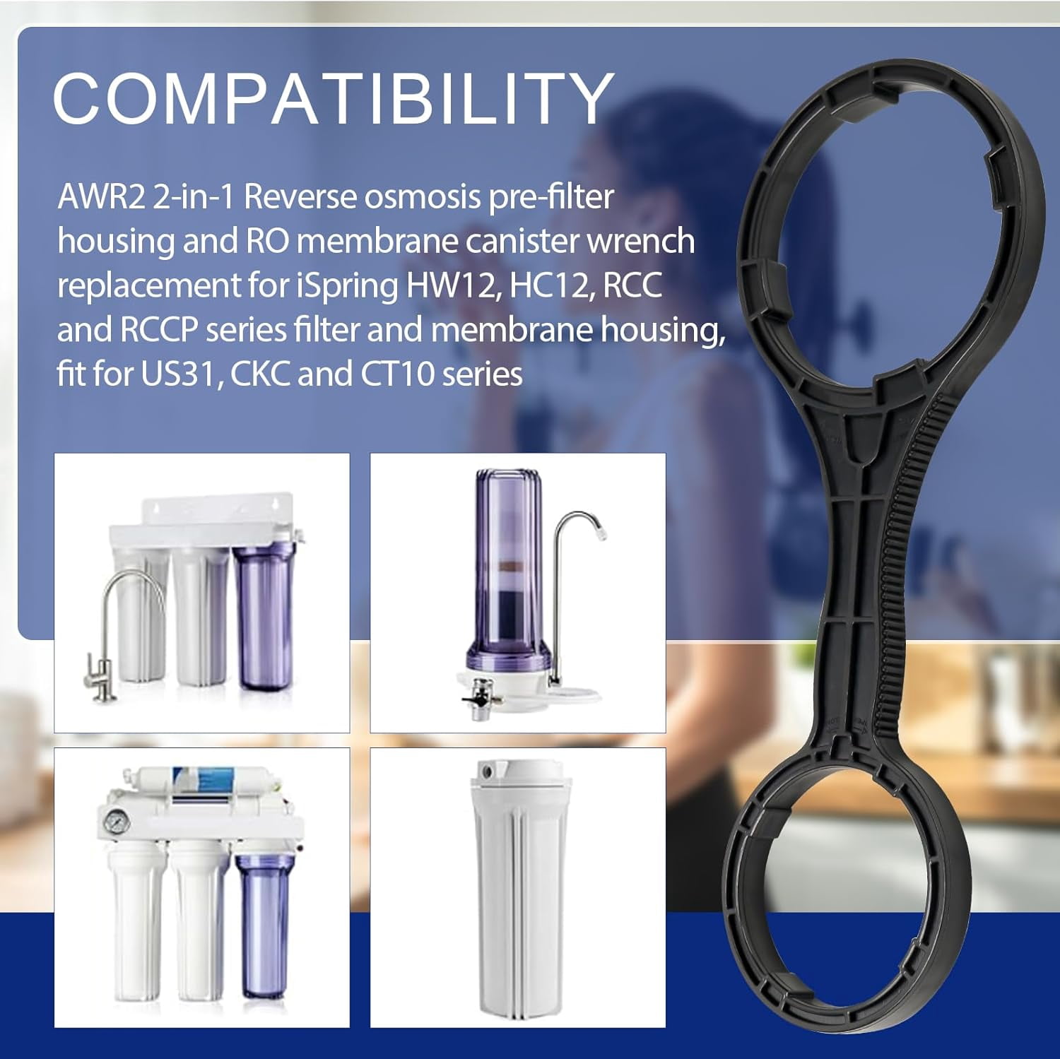 TYHREF-AWR2 2-in-1 Reverse Osmosis Pre-Filter Housing and RO Membrane ...