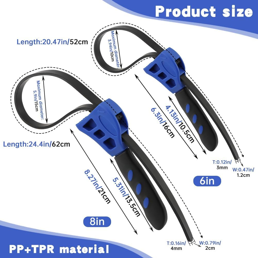 TYHREF-Adjustable Rubber Strap Wrench Set, 2pcs - Max Diameter 4" and 6 ...