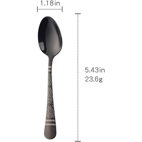 TYHREF-Black Unique Pattern Design Coffee Espresso Spoons Mini ...