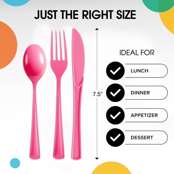 TYHREF-Cerise Plastic Silverware Heavy Duty 160 Pcs Cerise Plastic ...