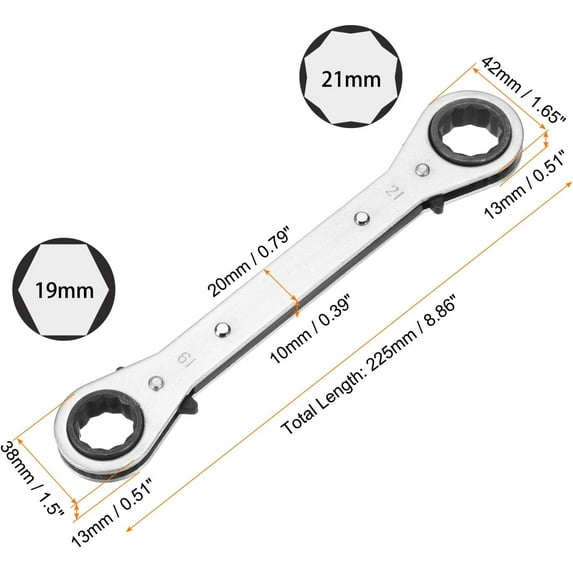 TYHREF-Double Box End Reversible Ratcheting Wrench 19mm x 21mm CR-V ...