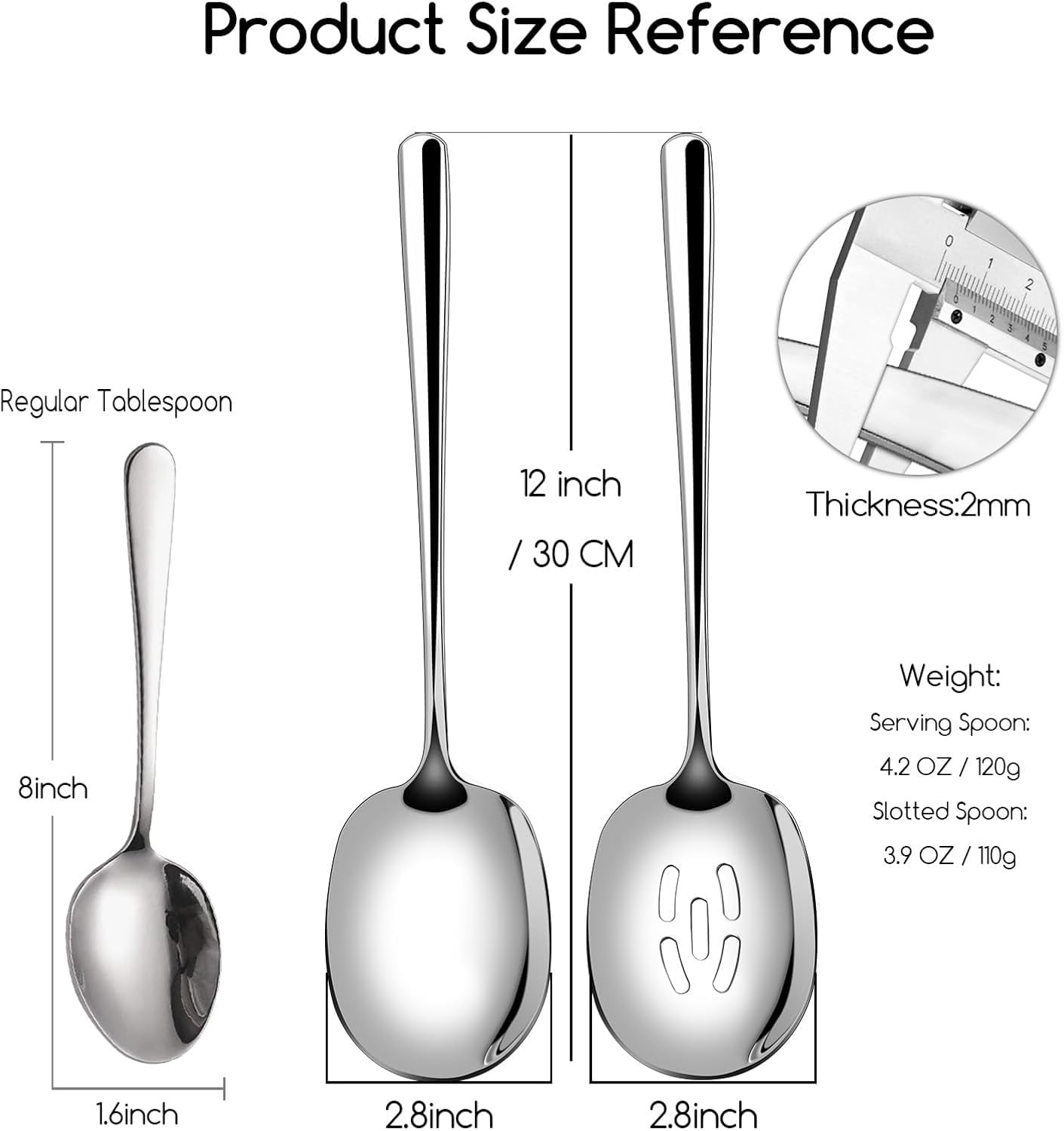TYHREF-Extra Large Serving Spoons Set, 12 Inch Slotted and Serving ...