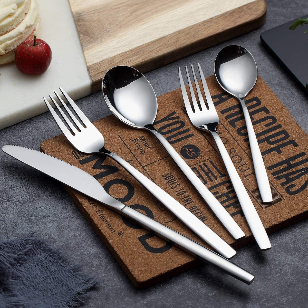 TYHREF-Flatware Set 20 Pieces, Stainless Steel Flatware Set, Silverware ...