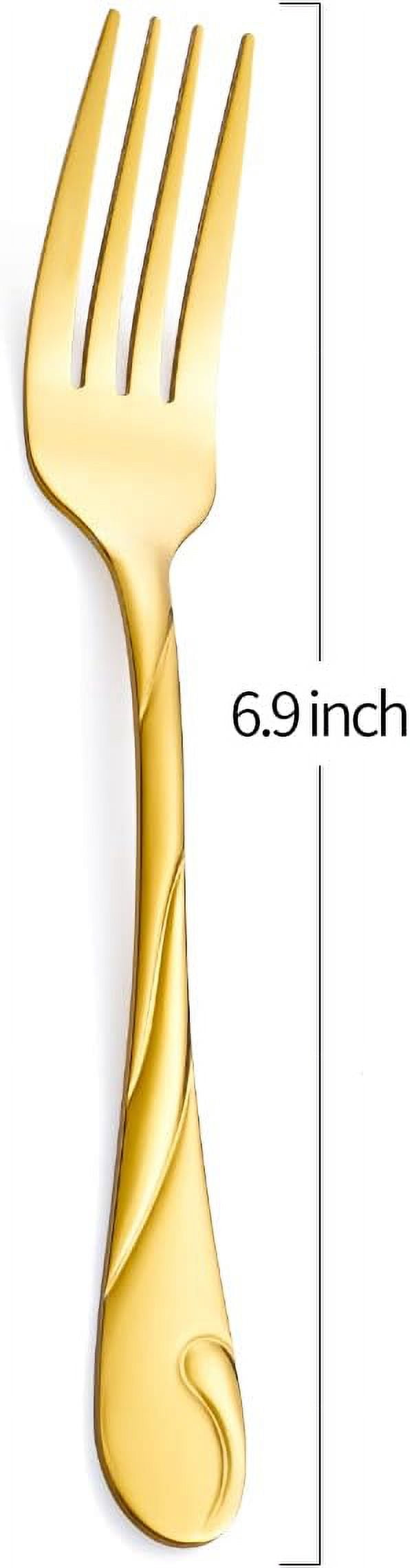 TYHREF-Gold Salad Fork Set, 6.9-inch Stainless Steel Shiny Gold Metal ...
