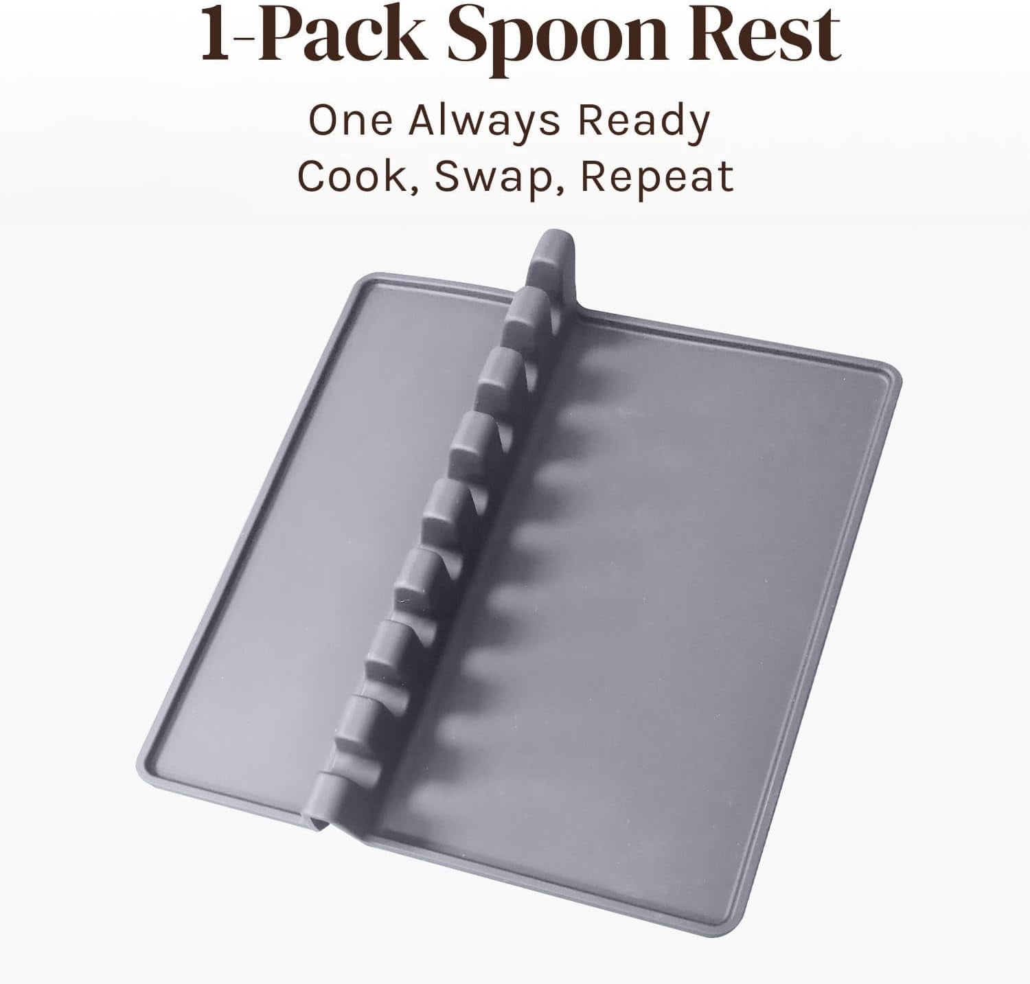 TYHREF-Gray Silicone Spoon Rest for Stove Top with Drip Pad (1 Pack ...