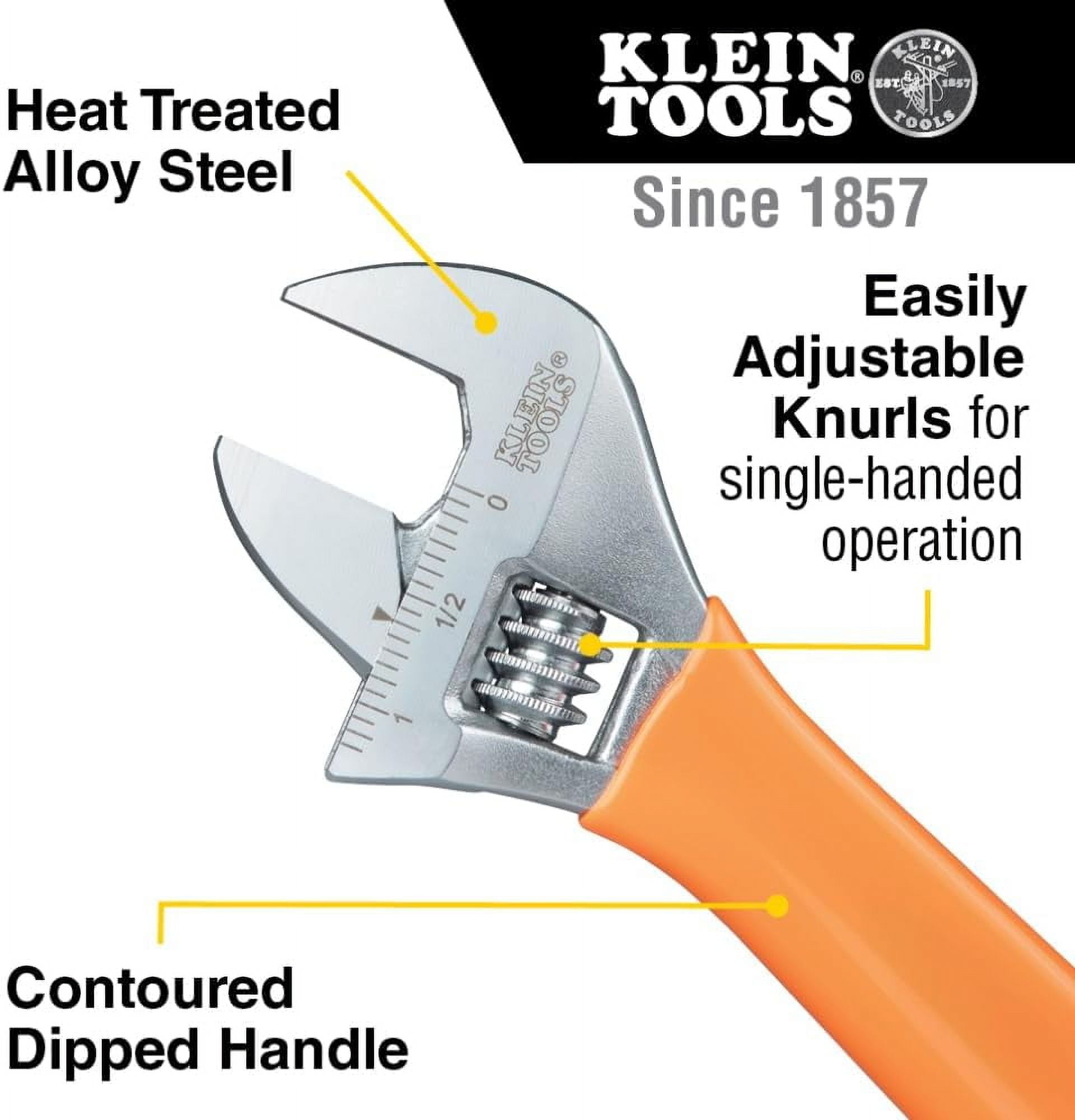 TYHREF-Klein Tools O5098 Adjustable Wrench, Extra-Wide Jaw, Forged Heat ...