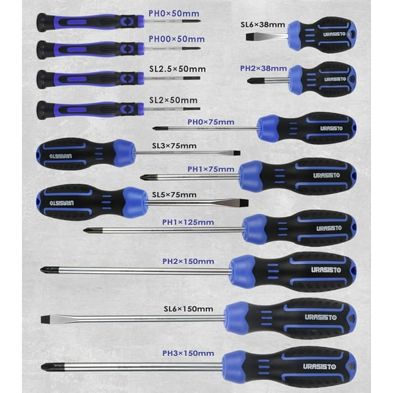 TYHREF-Magnetic Screwdrivers Set with Case, 16-piecs Includes 6 Slotted ...
