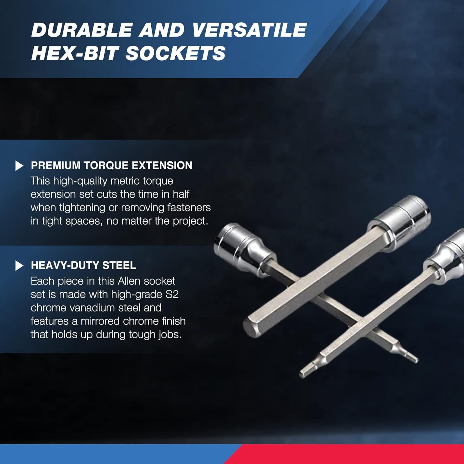 TYHREF-Neiko 10076A 3/8-Inch Drive Extra Long Allen Hex Bit Socket Set ...