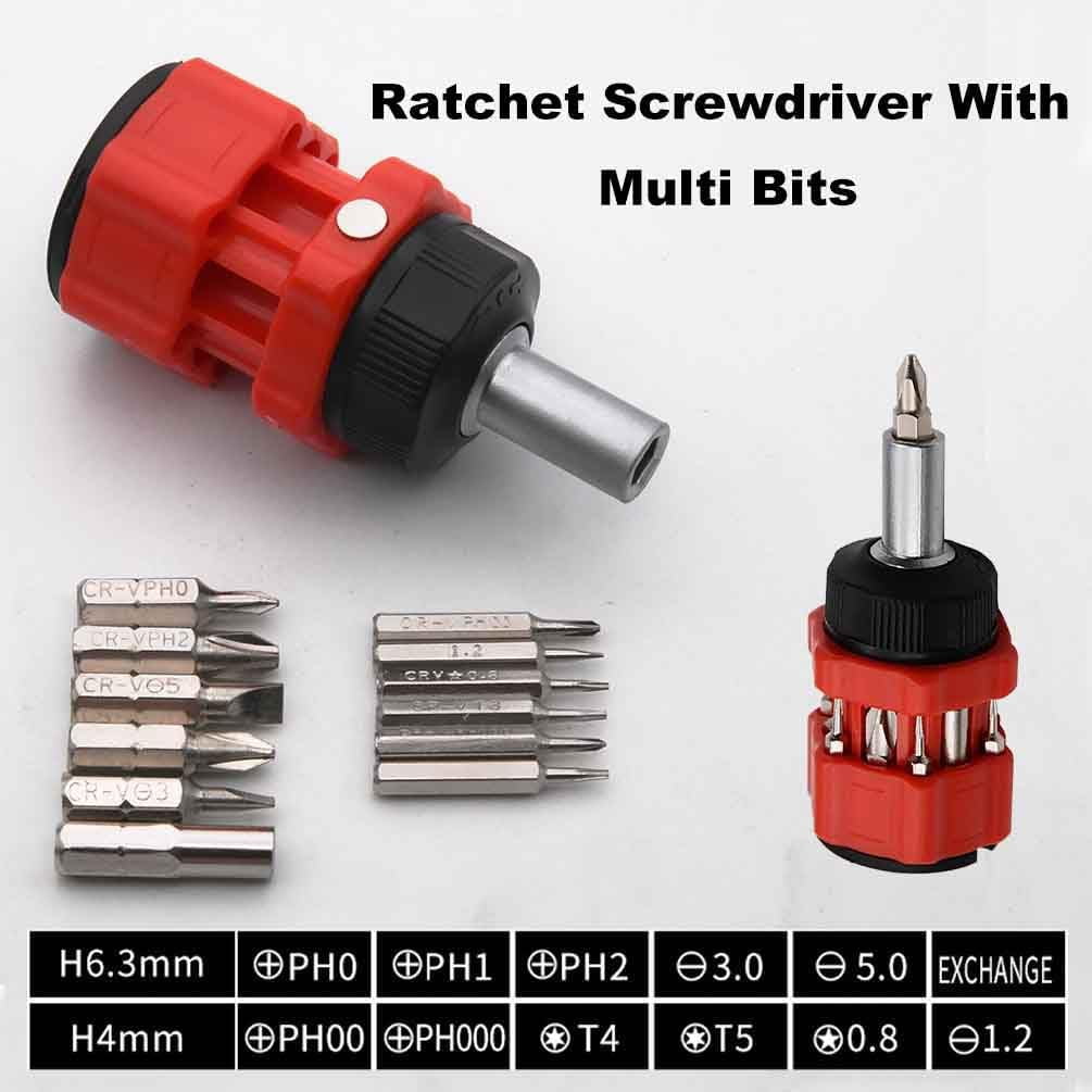 TYHREF-Ratchet Stubby Screwdriver, Short Stubby Screwdriver Set with ...
