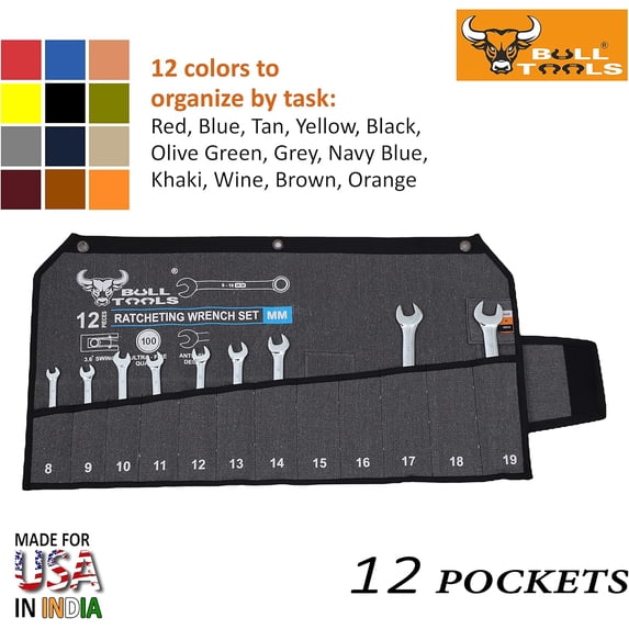 TYHREF-Roll Up Tool Bag Organizer 16 Pockets Metric & SAE Wrench ...