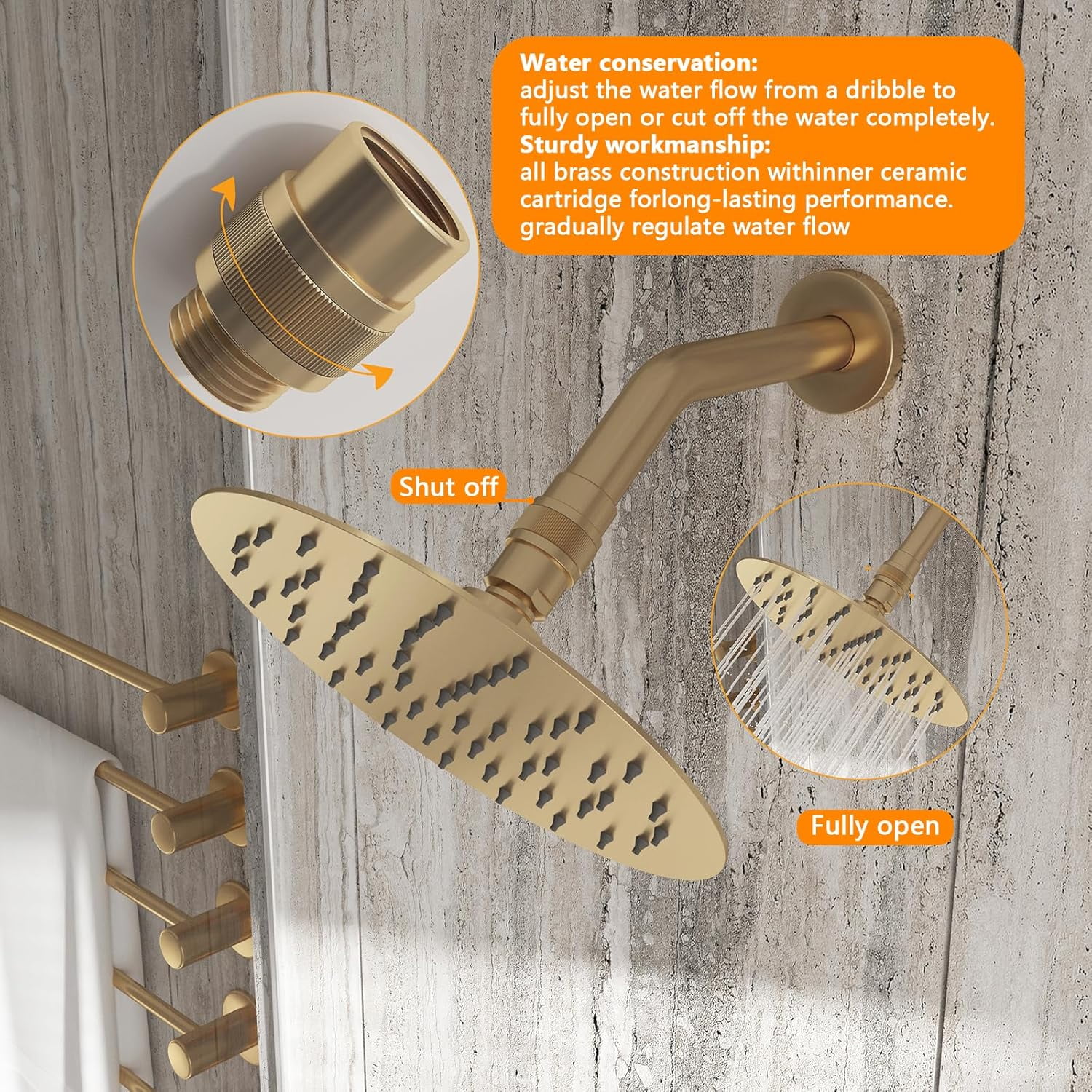 TYHREF-Shower Head Shut Off Valve, Shower Flow Control Valve Brass Shut ...