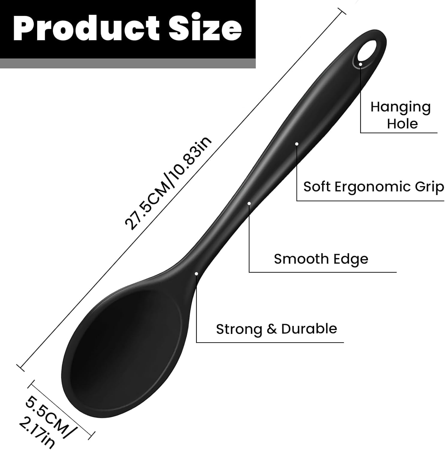 TYHREF-Silicone Cooking Spoons, 4 Pieces 11" Heat Resistant Silicone ...