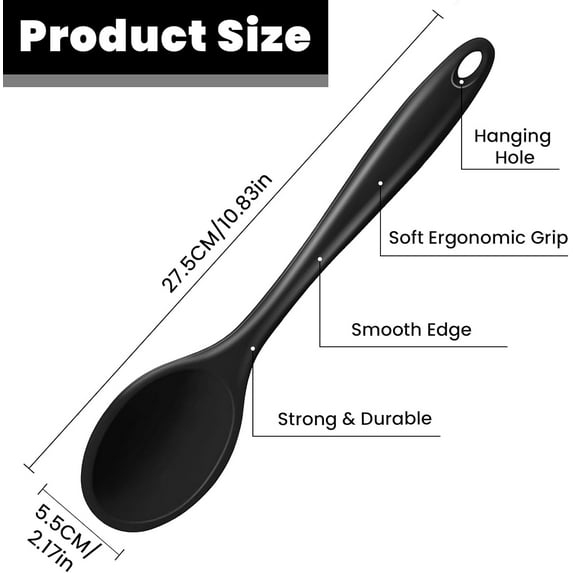 TYHREF-Silicone Cooking Spoons, 4 Pieces 11" Heat Resistant Silicone ...