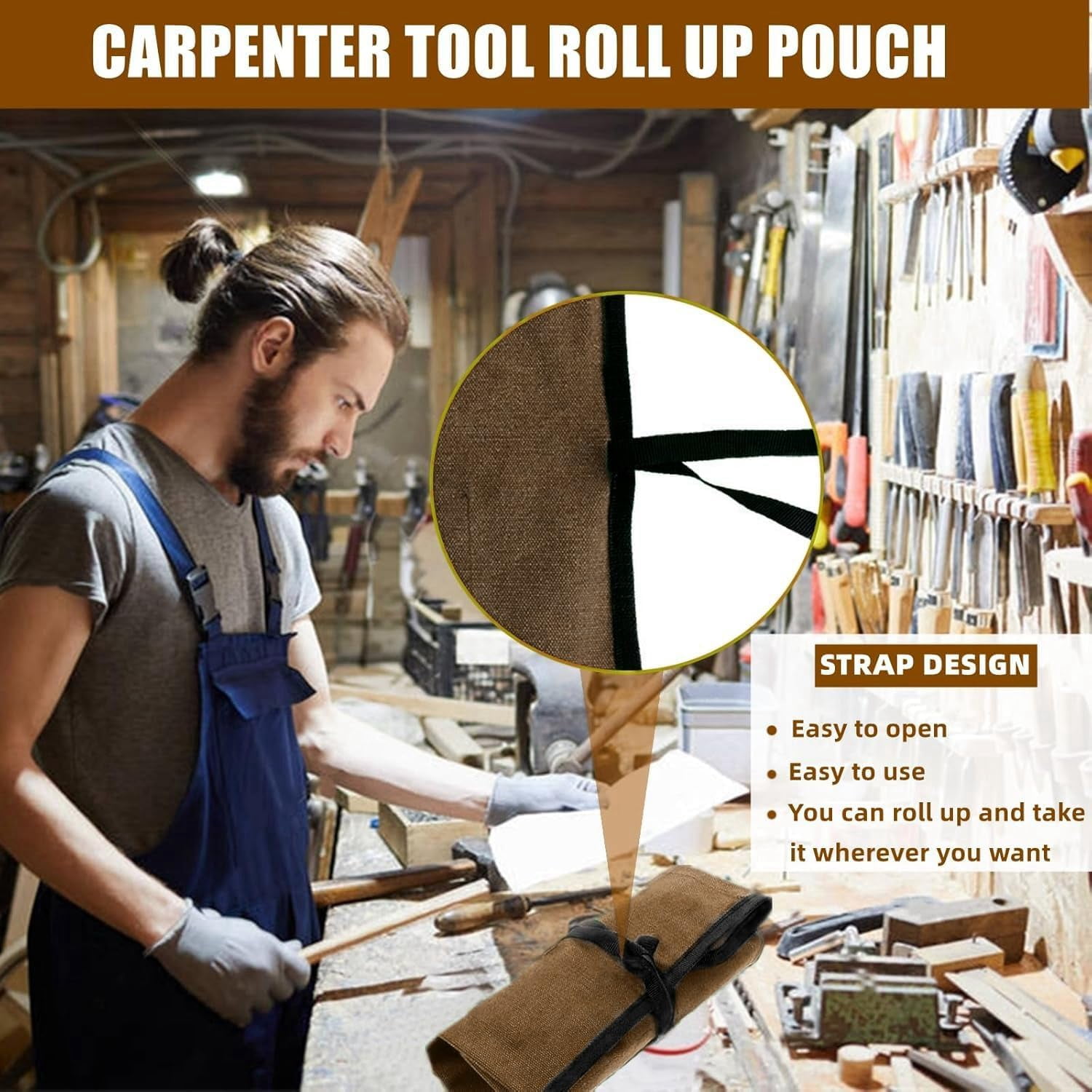 TYHREF-Small Canvas Chisel Roll, Chisels Bag Tool Organizer with 4 ...