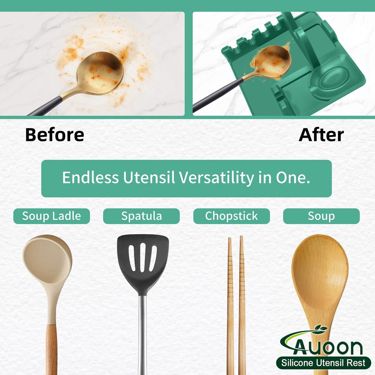 TYHREF-Spoon Holder for Stove - Silicone Spoon and Lid Rest with Drip ...