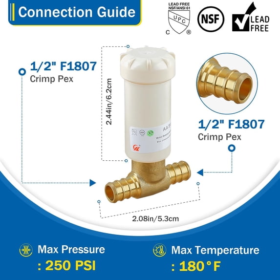 TYHREF-Water Hammer Arrestor 1/2" Pex Crimp F1807 Tee, Resin Hammer ...
