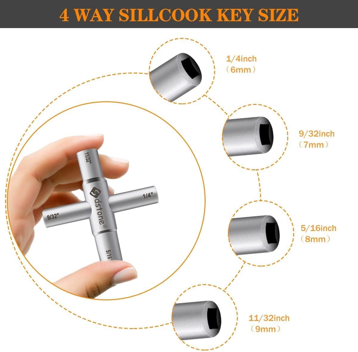 TYHREF-Water Key Tool 4 Way Sillcock Key with 4 Wrench SizesSillcock ...