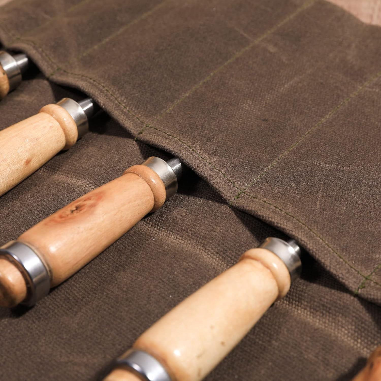 TYHREF-Wrench Roll with 6 Pockets,Waxed Canvas Tool Pouch,Tool Roll Up ...