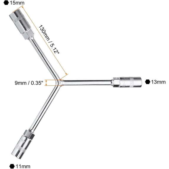 TYHREF-Y-Shaped 3 Way Socket Wrench 11mm 13mm 15mm Long Arm Y-Type 6 ...
