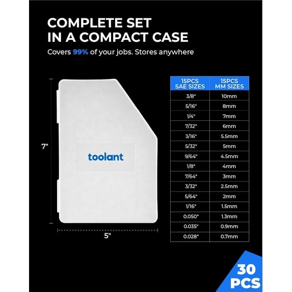 TYHREF-toolant 30-Piece Hex Key Wrench Set, Allen Wrench Set, Metric ...