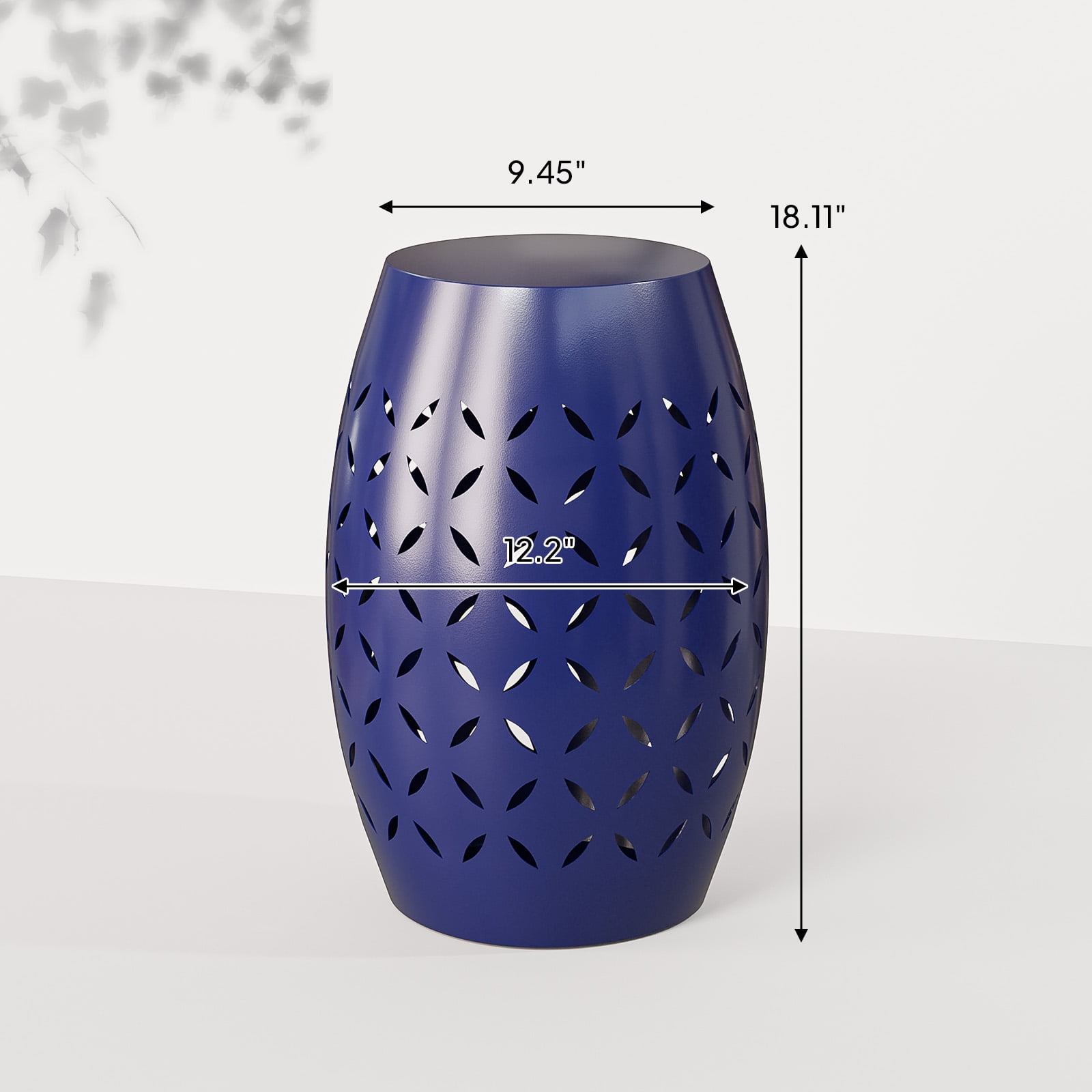 TYJDFN,18" Steel Patio Garden End Table Round Hollow Drum Side Table ...