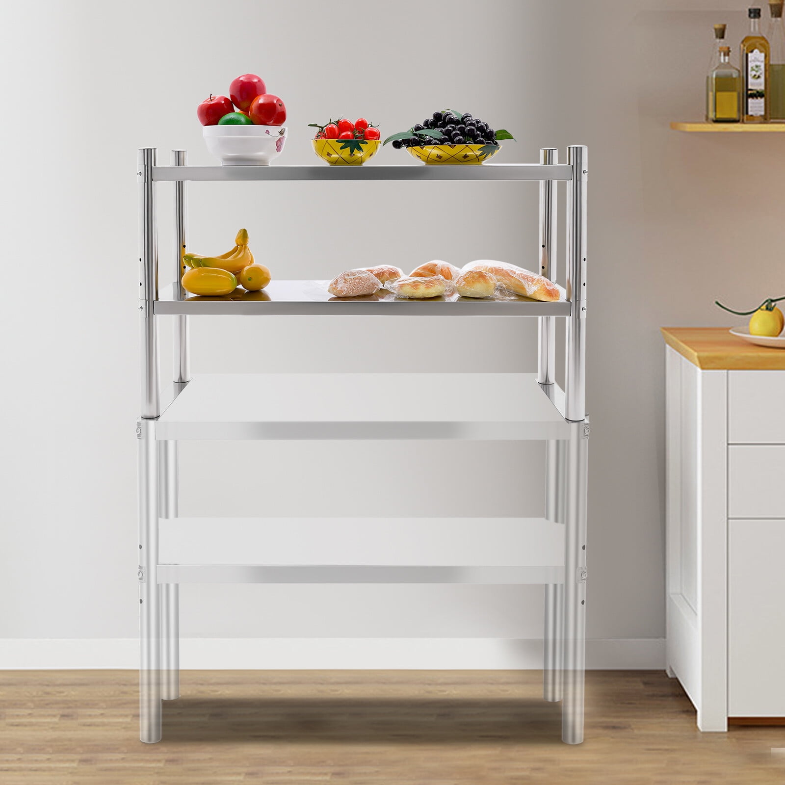 TYJDFN 2 Tier Adjustable Shelf Storage Shelving Stainless Steel Heavy ...