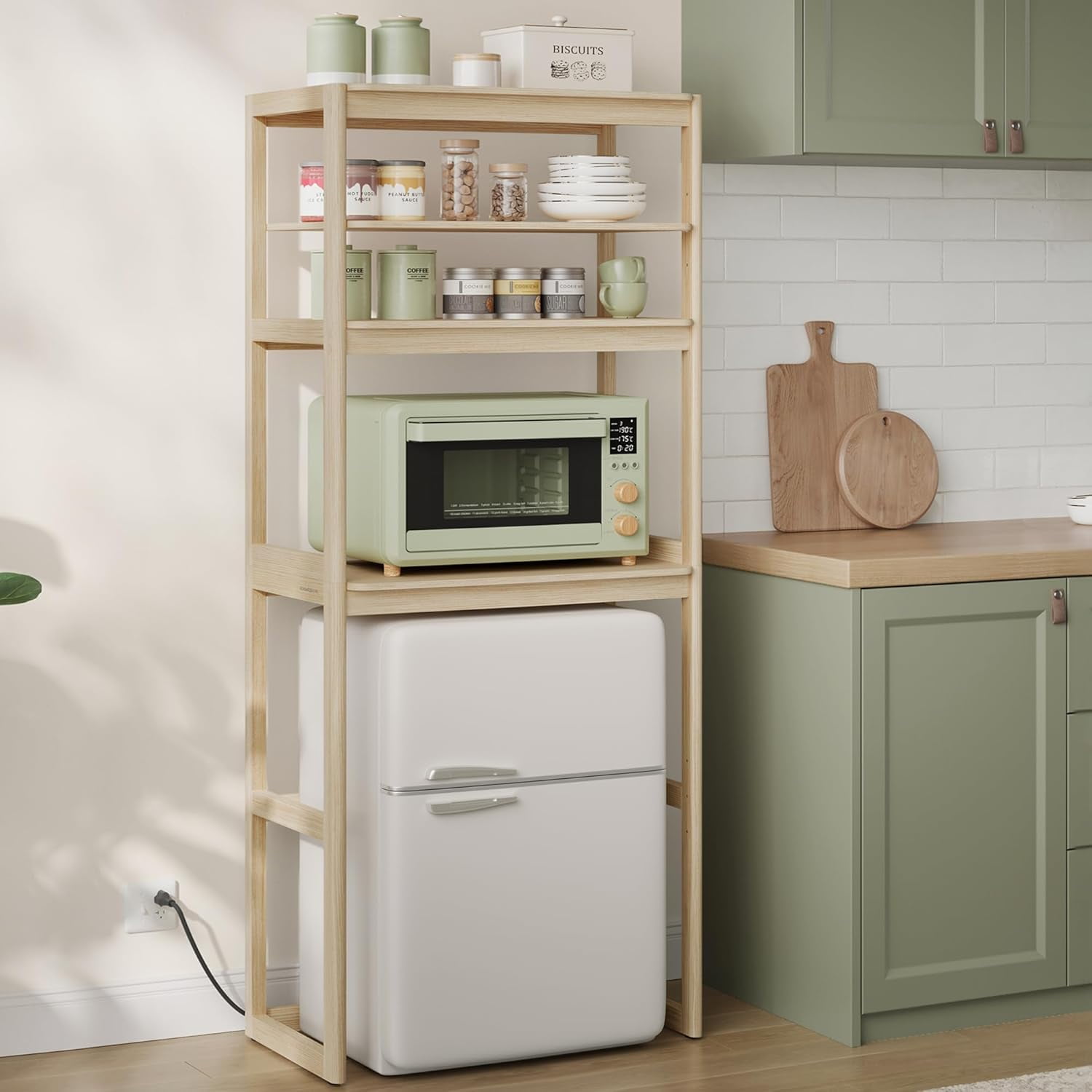 TYJDFN Kitchen Bakers Rack with Power Outlet, 4-Tier Coffee Bar Table ...