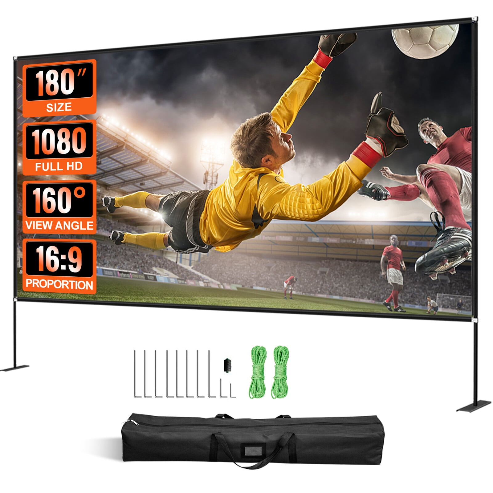 TYJDFN Outdoor Screen w/ Stand Portable Movie Screen 180" Projector ...