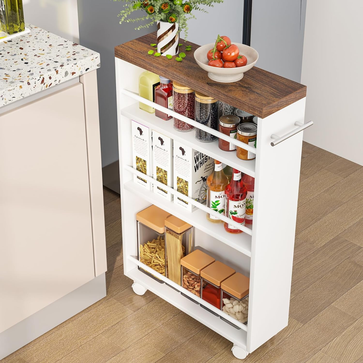 TYJDFN Slim Storage Cart, Rolling Narrow Kitchen Cart on Wheels for ...