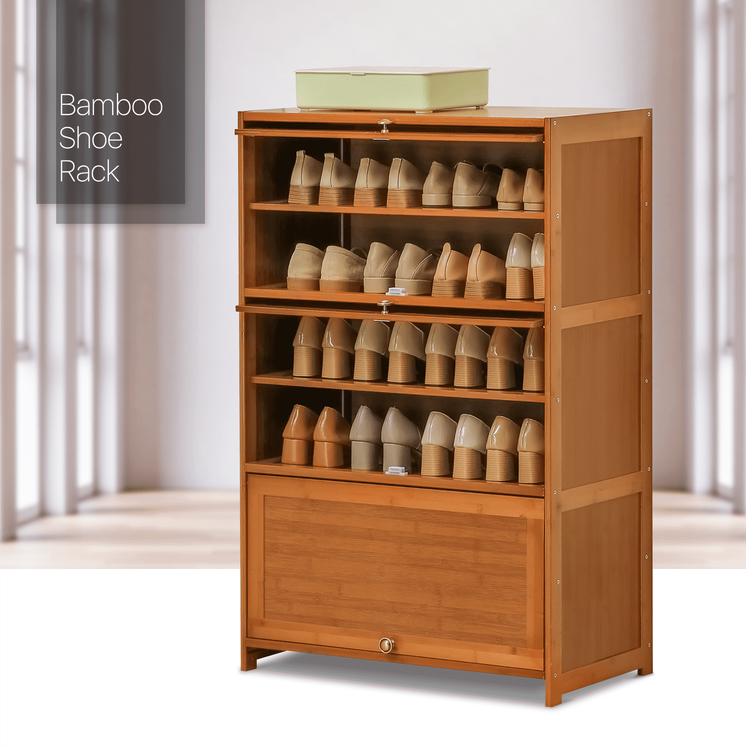TYJDFN28 inch bamboo six layer shoe cabinet - high heel shoe storage ...