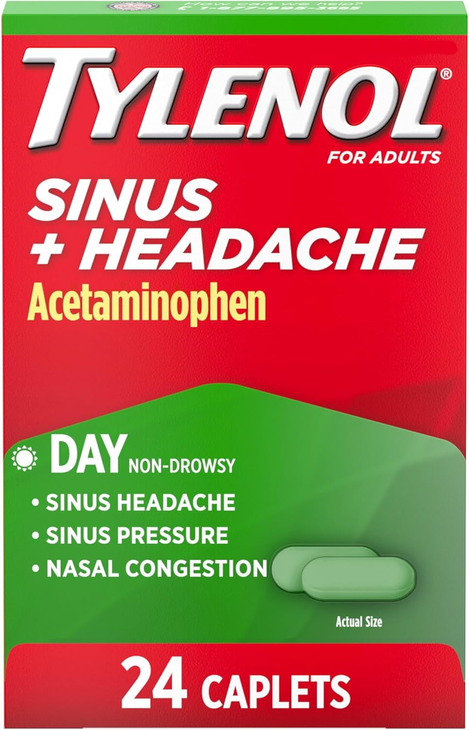 TYLENOL Sinus Congestion & Pain Caplets Daytime 24 Caplets (Pack of 6 ...