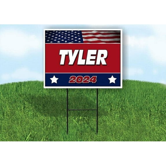 TYLER FLAG RED 2024 18inx24in Yard Road Sign w/ Stand - Walmart.com