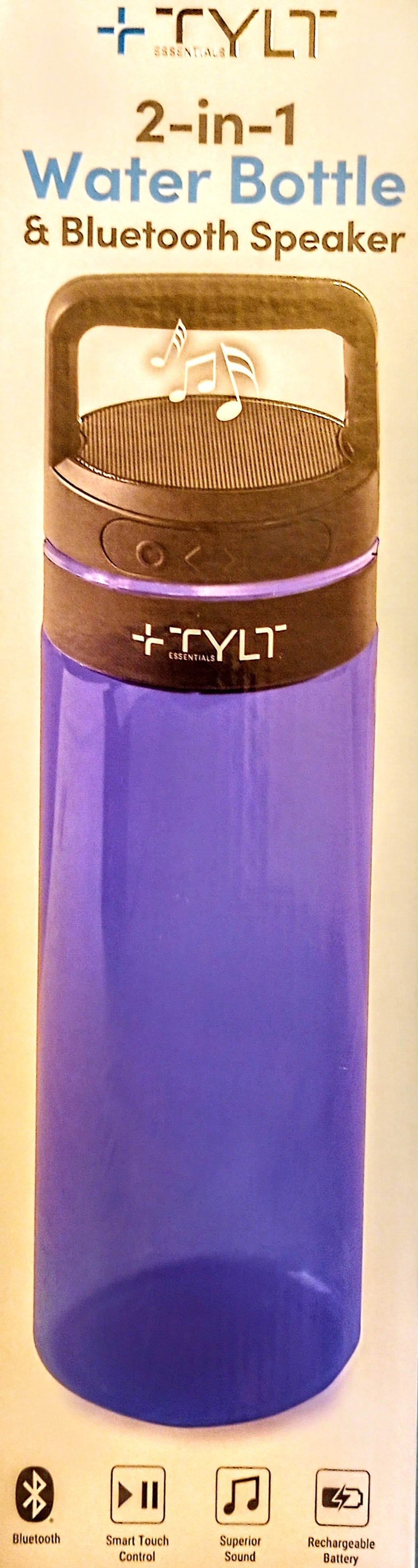 TYLT 2-in-1 Water Bottle & Bluetooth Speaker, BLUE , Single Piece ...