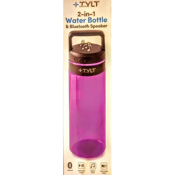 TYLT 2-in-1 Water Bottle & Bluetooth Speaker, PURPLE , Single Piece ...