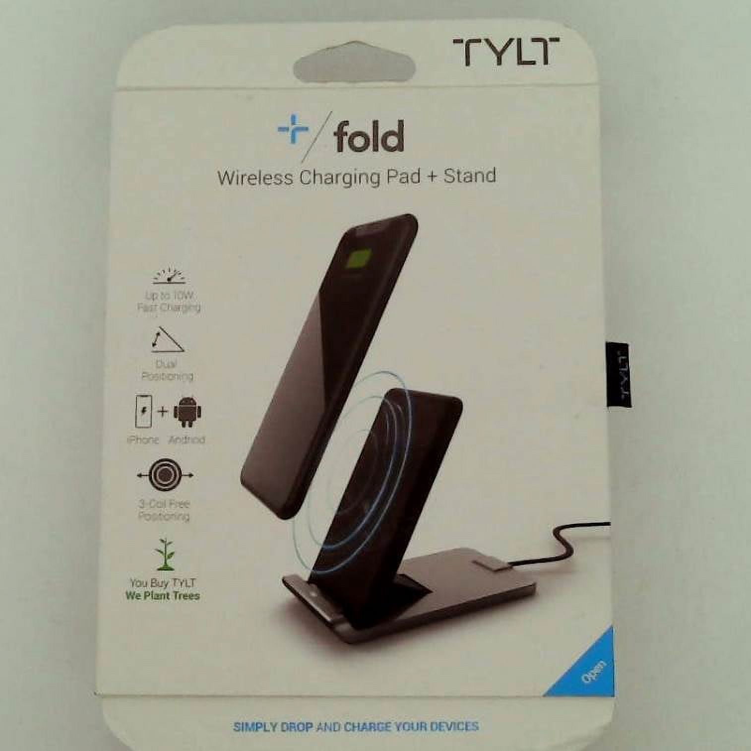 TYLT Fold 10W Wireless Charging Pad and Adjustable Stand (Black), Qi ...