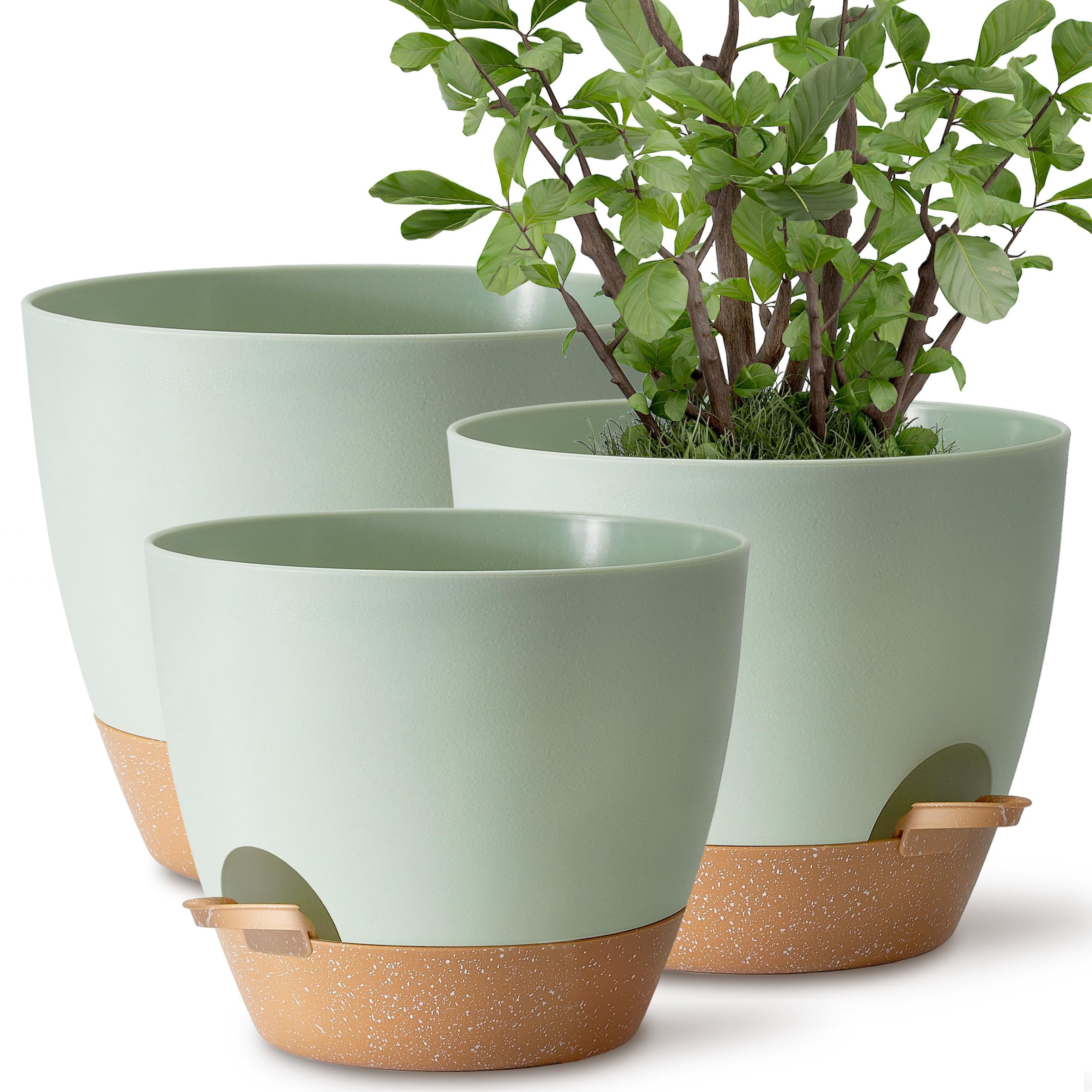 TYMENSH Plant Pots 12/10/9 JKF25 inch Set of 3, Self Watering Flower ...