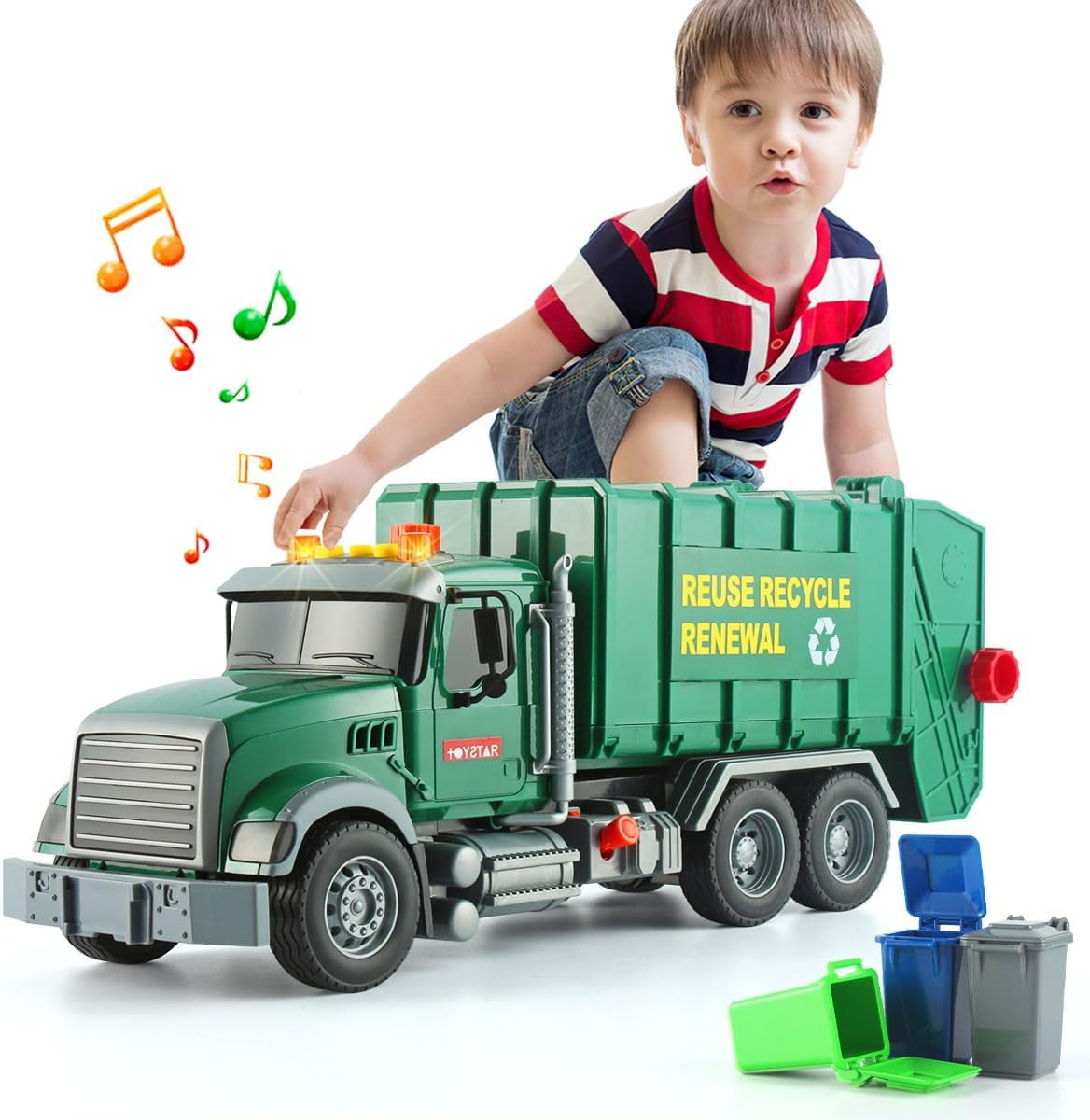 TYMZDYN 15" Large Garbage Truck Toy,Friction Powered Waste Management ...