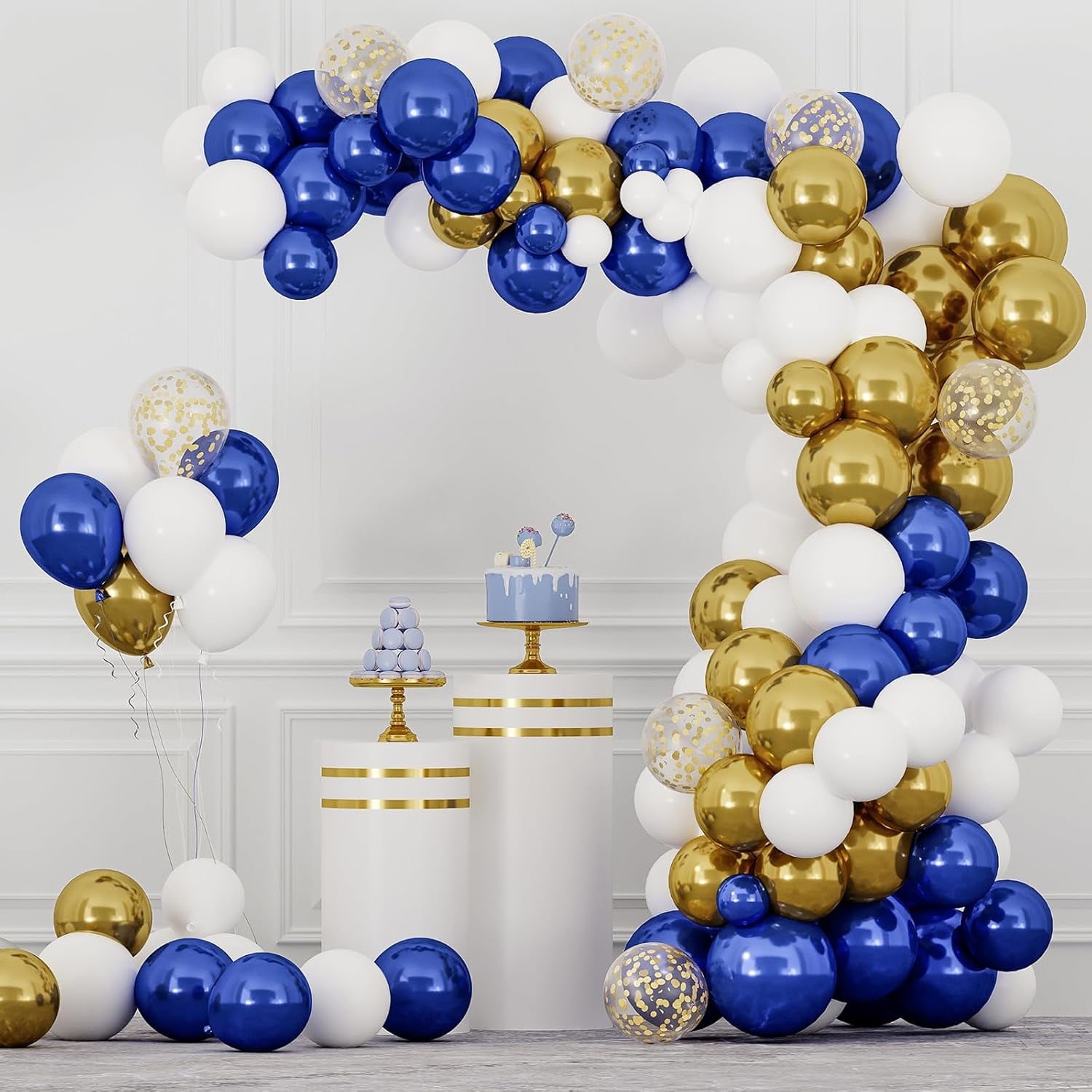 TYMZDYN 174Pcs Royal Blue Gold Balloon Garland Arch Kit, Royal Blue and ...