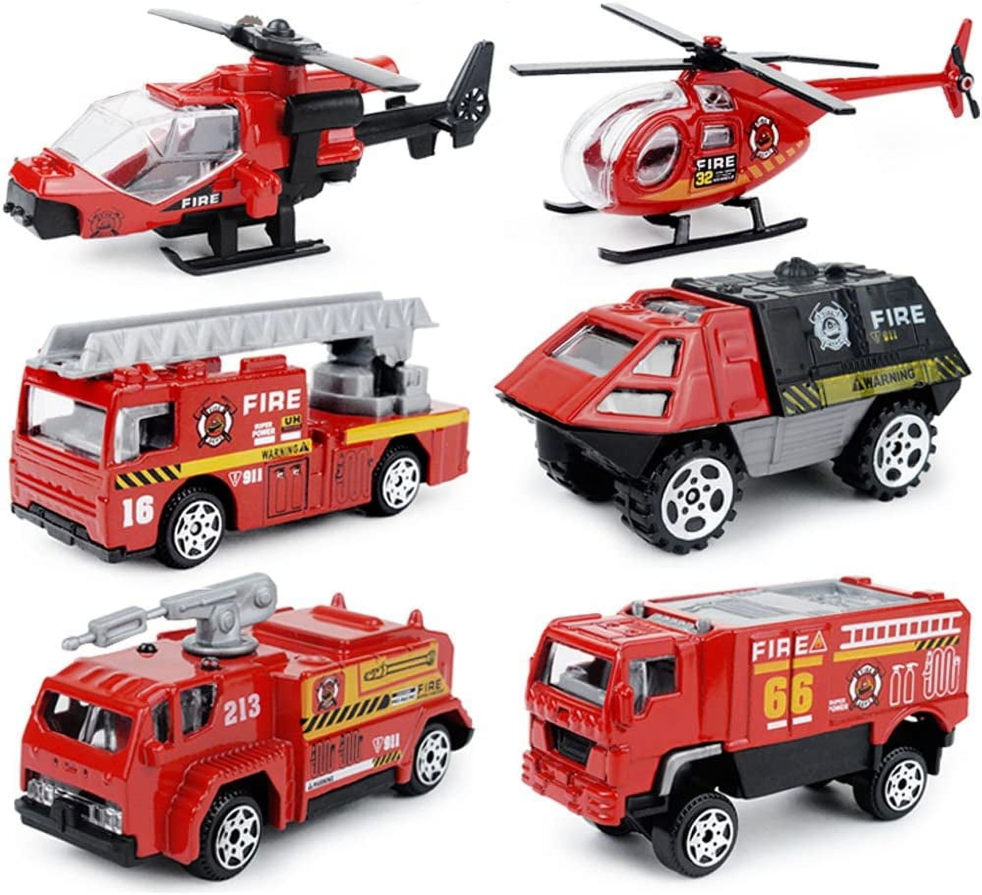 TYMZDYN 6 in 1 Pocket Fire Engine Truck Rescue Vehicle Toy Play Set for ...