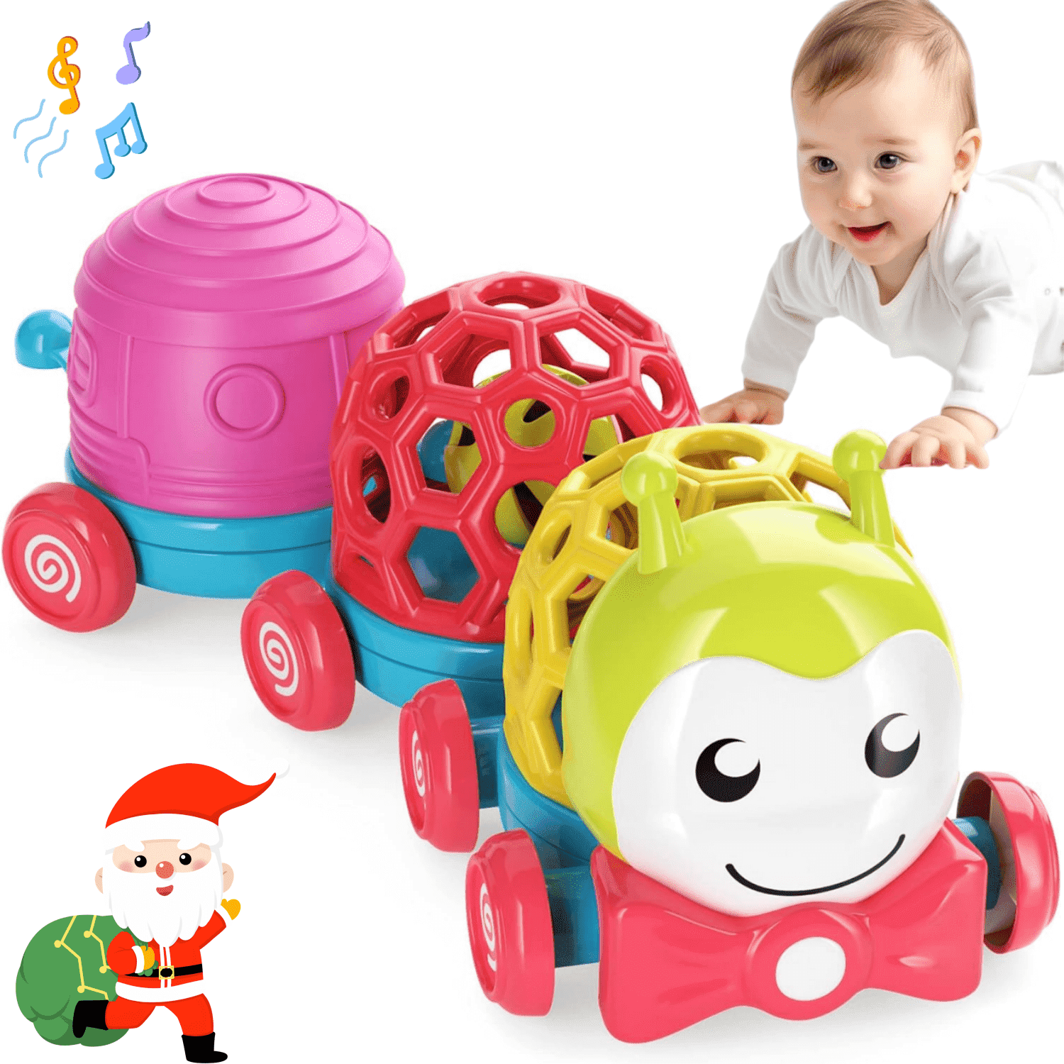 Ludolm Baby Cars Toys for Babies 6-12 Months, Infant Toys Caterpillar ...