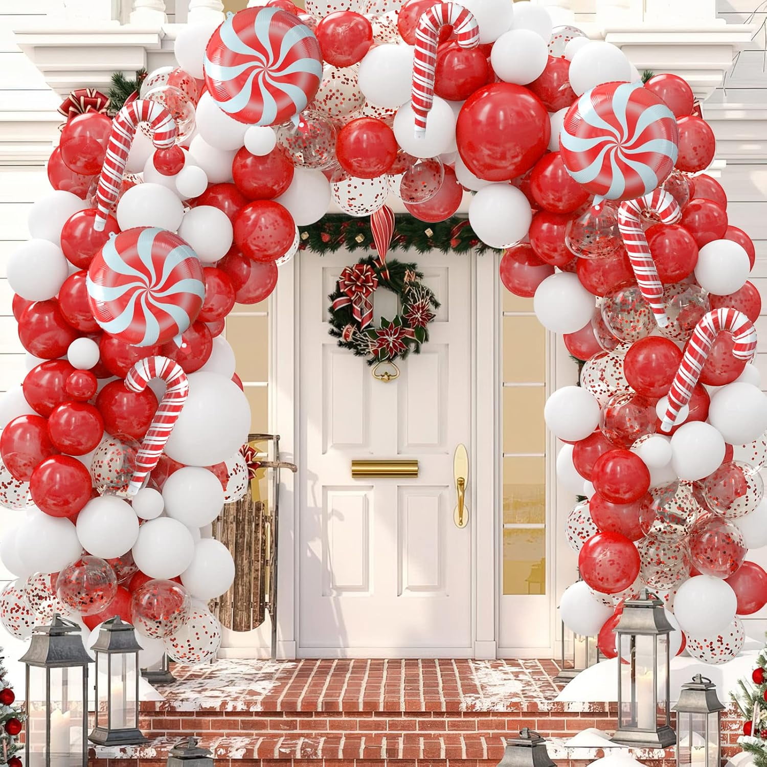 TYMZDYN Christmas Balloons Garland Arch Kit - Red Green Gold Confetti ...