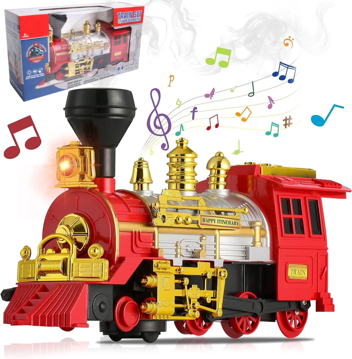 TYMZDYN Classical Train Toy Electric Steam Locomotive Engine with Smoke ...