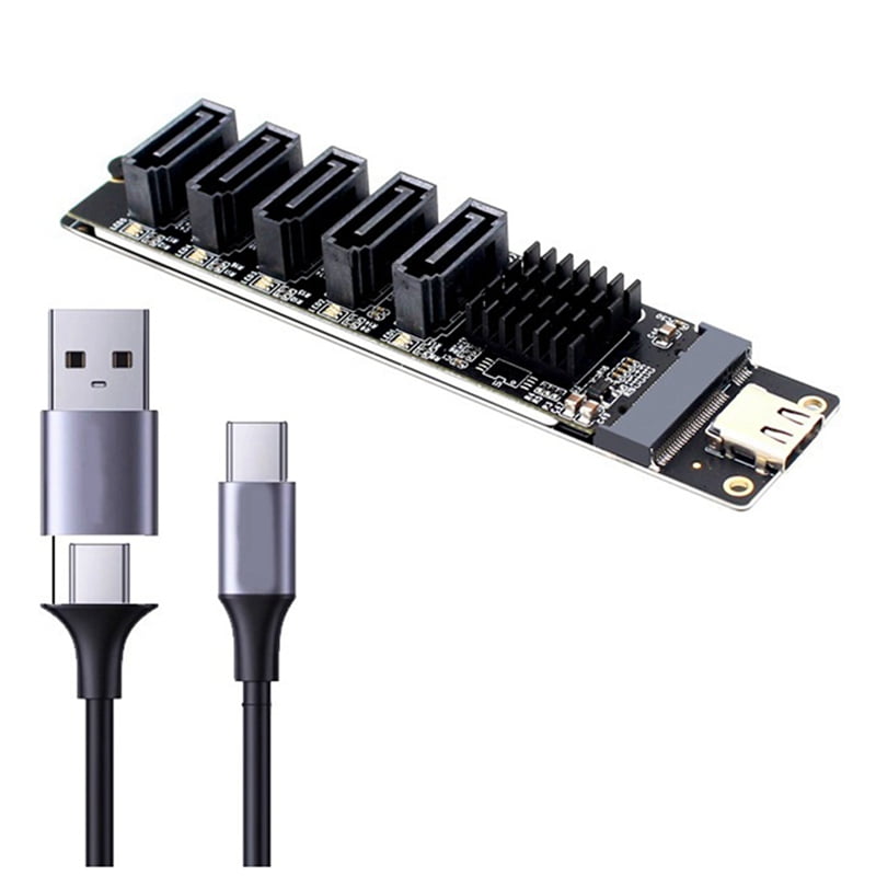 TYPE-C to 5Port SATA3.0 Adapter Card Riser card PC Computer Expansion ...