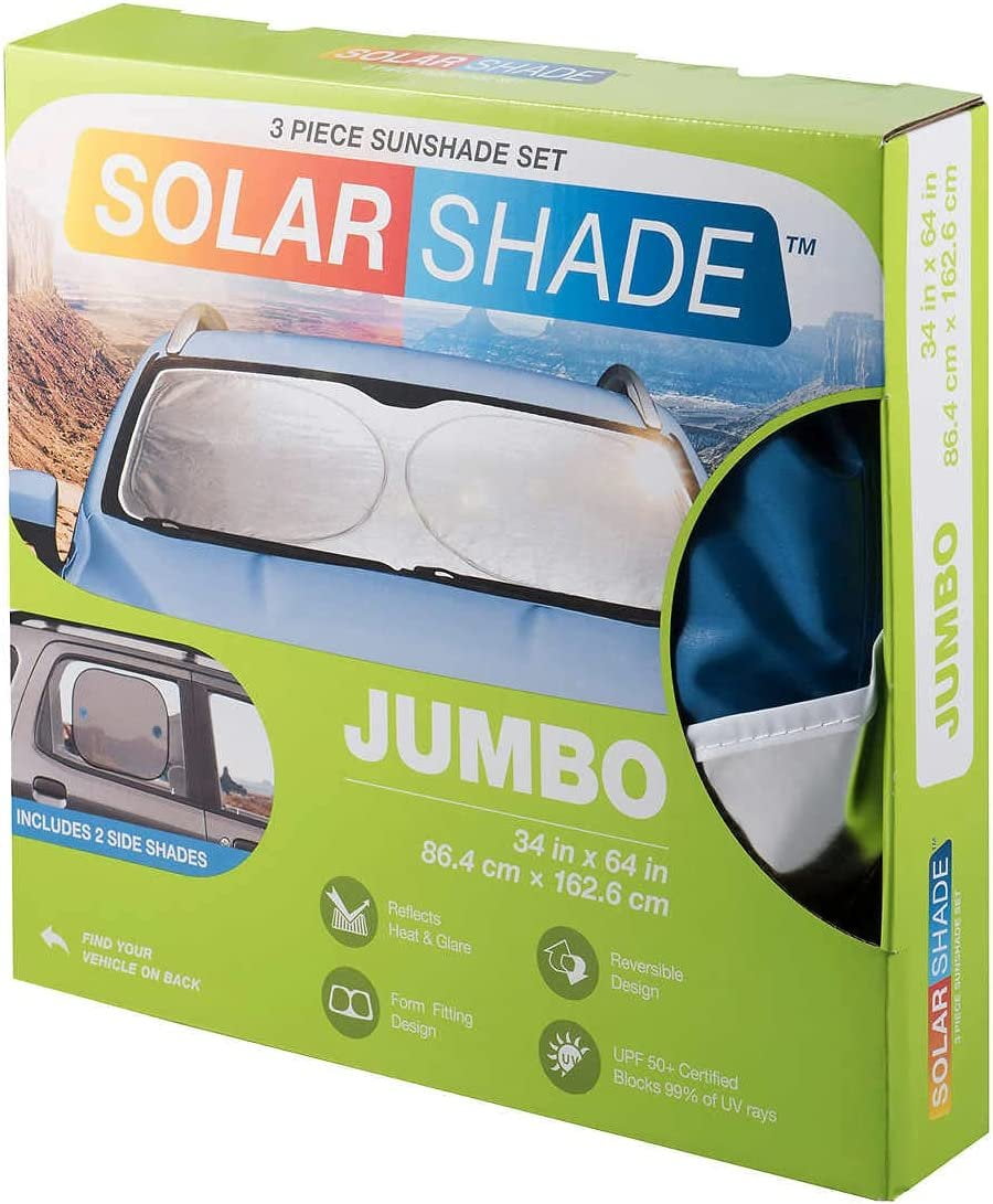 "Type S Solar 3pc Sunshade Kit - Jumbo 34"" x 64"", UPF 50+, 2 Side ...