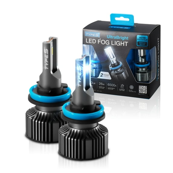Free Shipping! TYPE S UltraBright LED Fog Lights 1800LM 6500K 26W 2 Pack for H8 H9 H11 H16JP ...